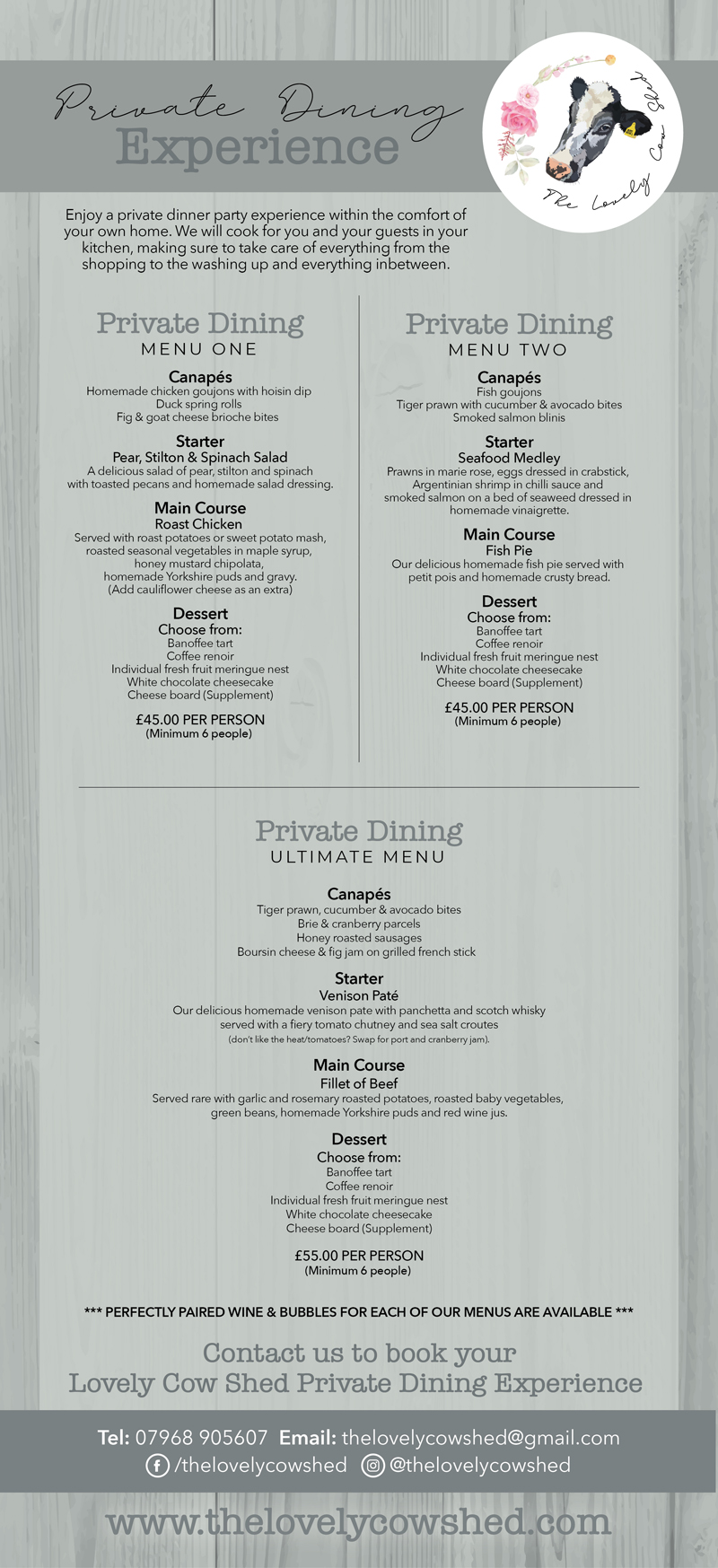 Private Dining Experience - The Lovely Cow Shed